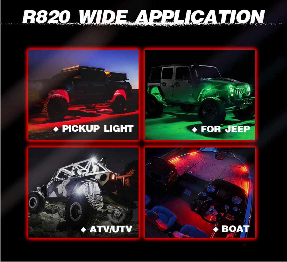 4 Pods RGBW LED Rock Lights Kit, Ultra-wide Angle, Super Bright, with ...