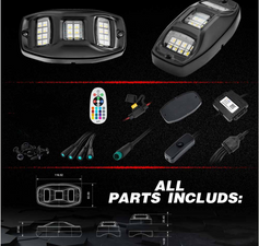 4 Pods RGBW LED Rock Lights Kit, Ultra-wide Angle, Super Bright, with ...