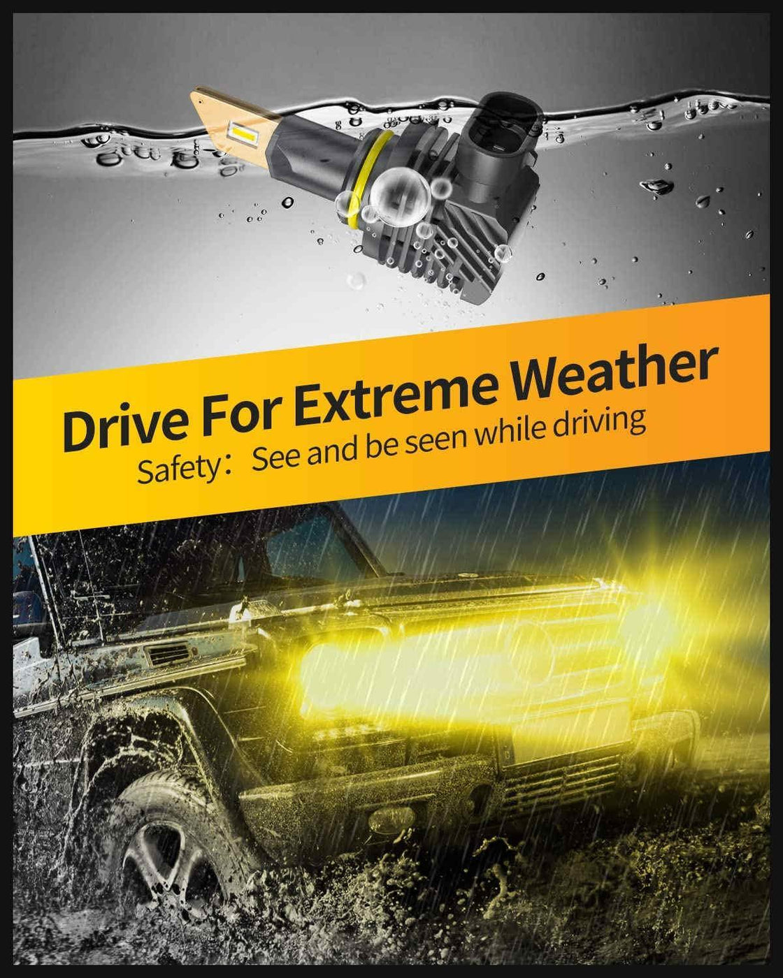 HB3 9005 Yellow LED Fog Light Bulbs or DRL 3000K Amber Fanless — SNGL ...